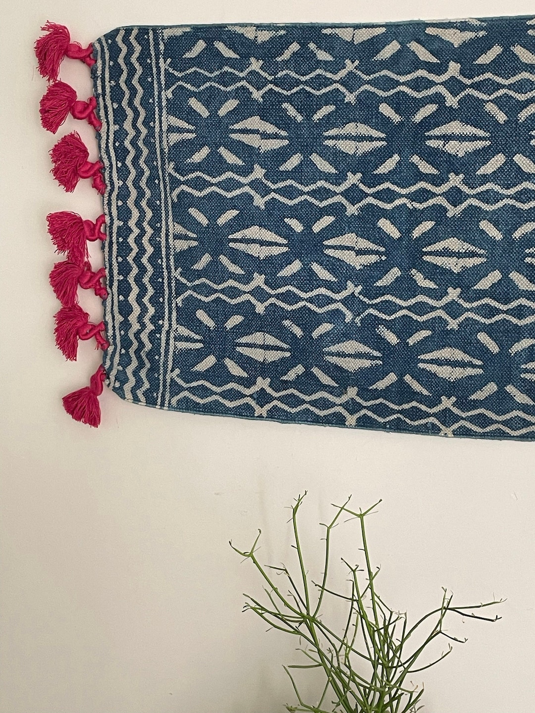 2x3 Ft - Cotton Hand Weaved Hand Block Printed Indigo Tapestry,wall ...