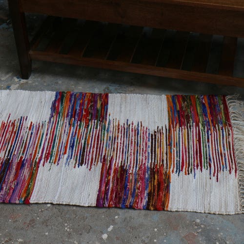 Handwoven Rag Rug Chindi Rug Zig Zag Geometric Pattern - Etsy