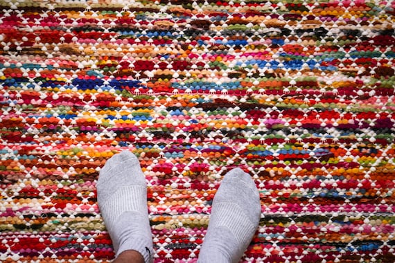 5 x 8 Ft Rag Rug Christmas Special Handmade Red/White | Etsy