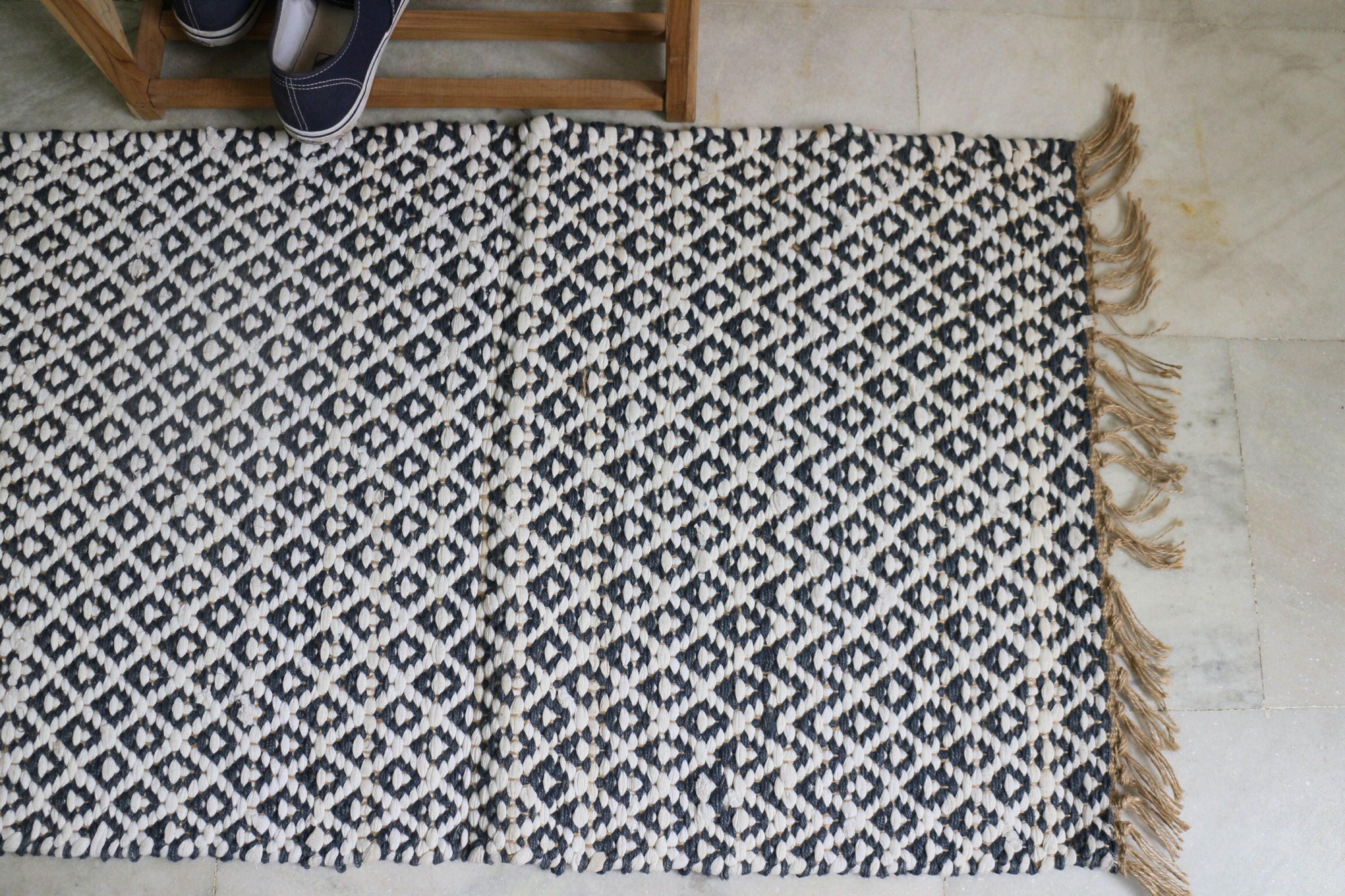 Handwoven Cotton Rag Rug Wall Hanging 2 X 3 Green and | Etsy