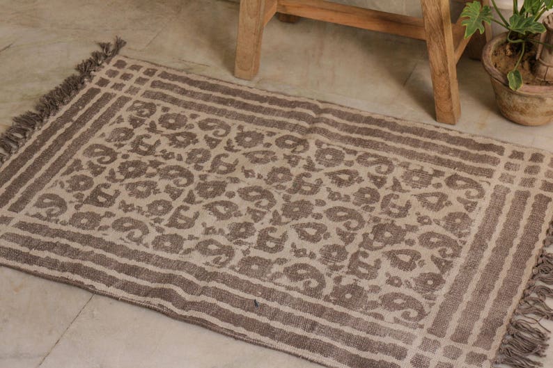 Buy Handmade Cotton Block Print Dhurrie Rug Online in India - Etsy