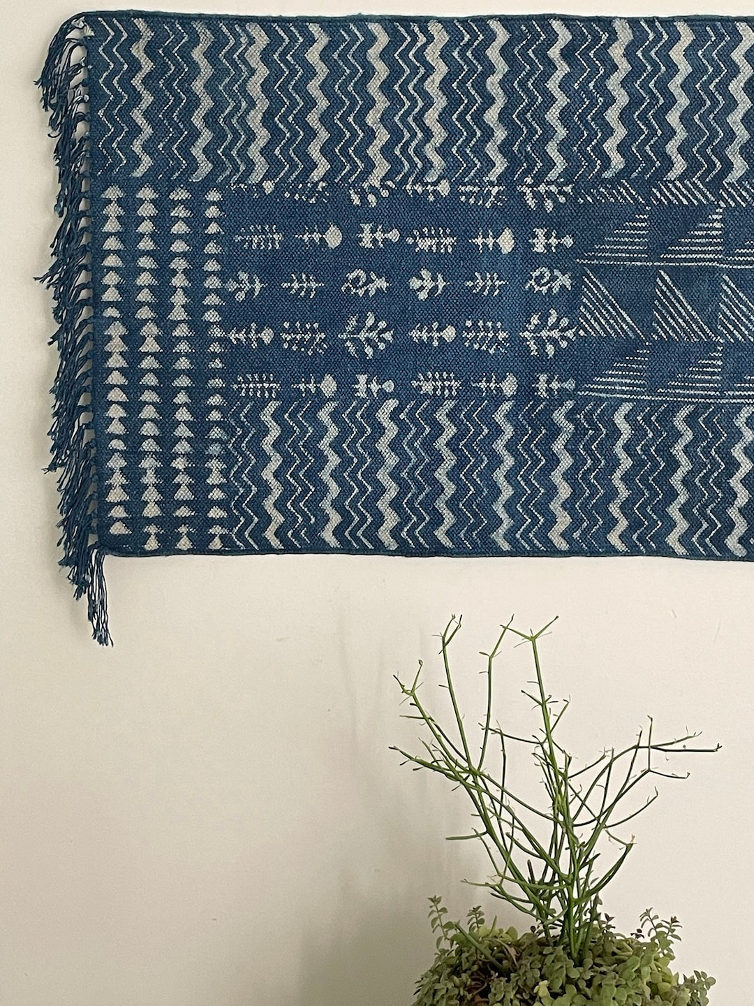 2x3 Ft - Cotton Hand Weaved Hand Block Printed Indigo Tapestry,wall ...