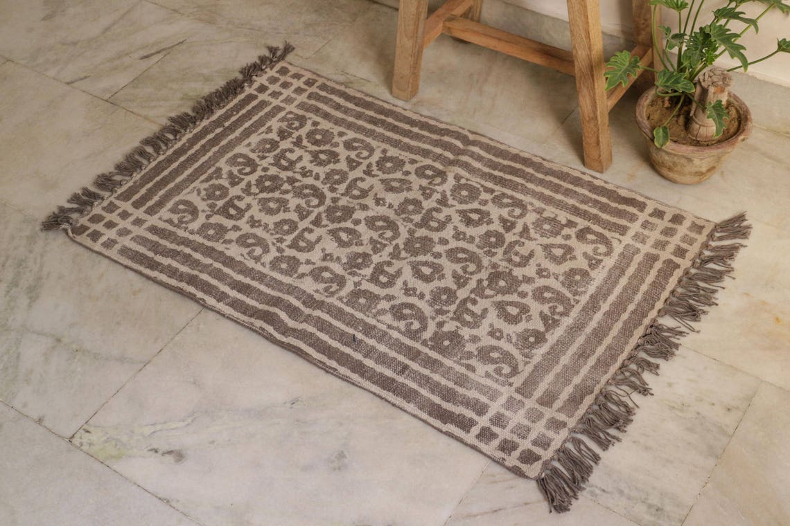 Buy Handmade Cotton Block Print Dhurrie Rug Online in India - Etsy