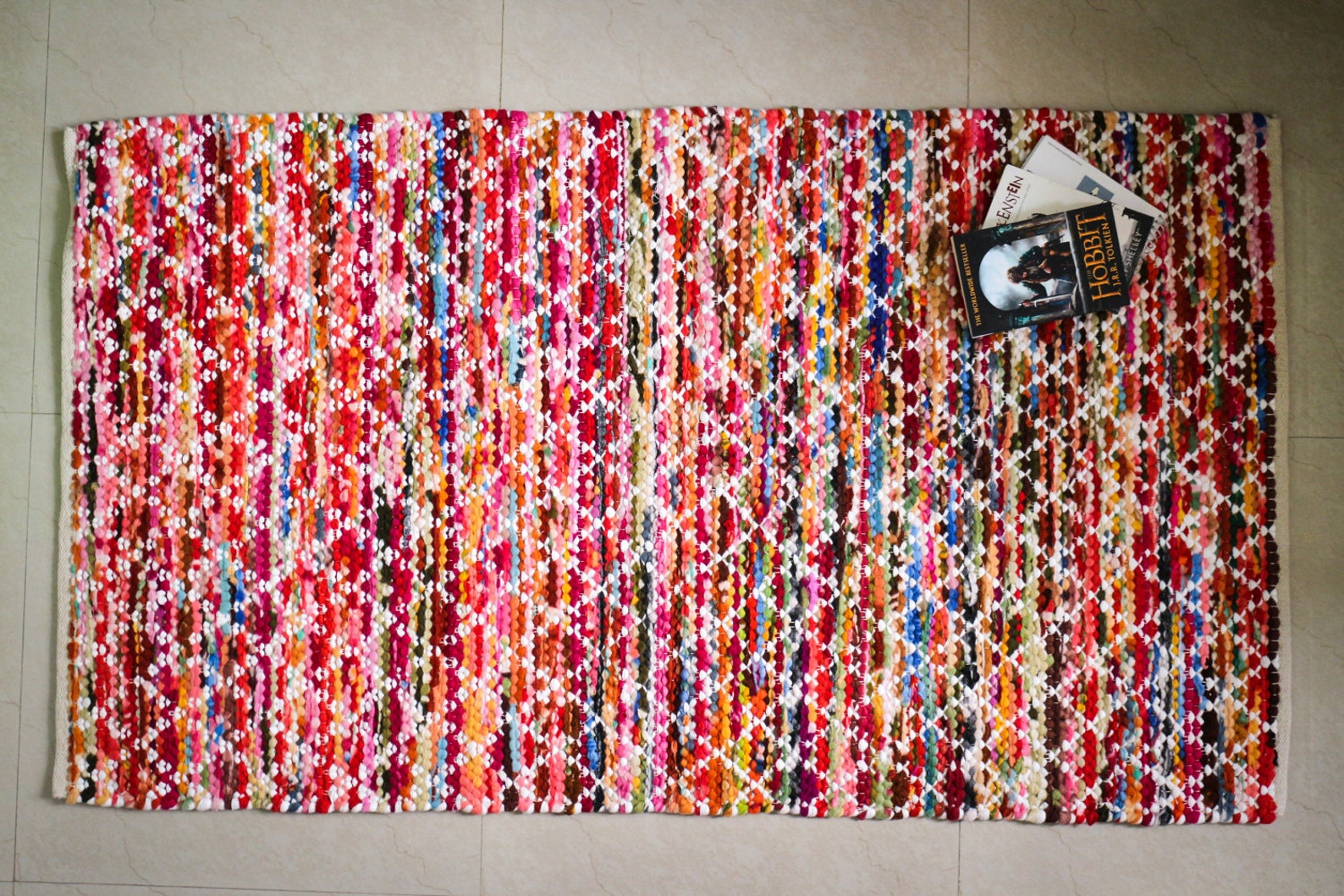 Rag Rug Christmas Special Handmade Red/white Reversible | Etsy