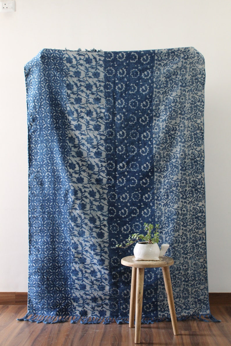 8 X 10 9 X 12 Handmade Hand-dyed Indigo Rug White/indigo - Etsy