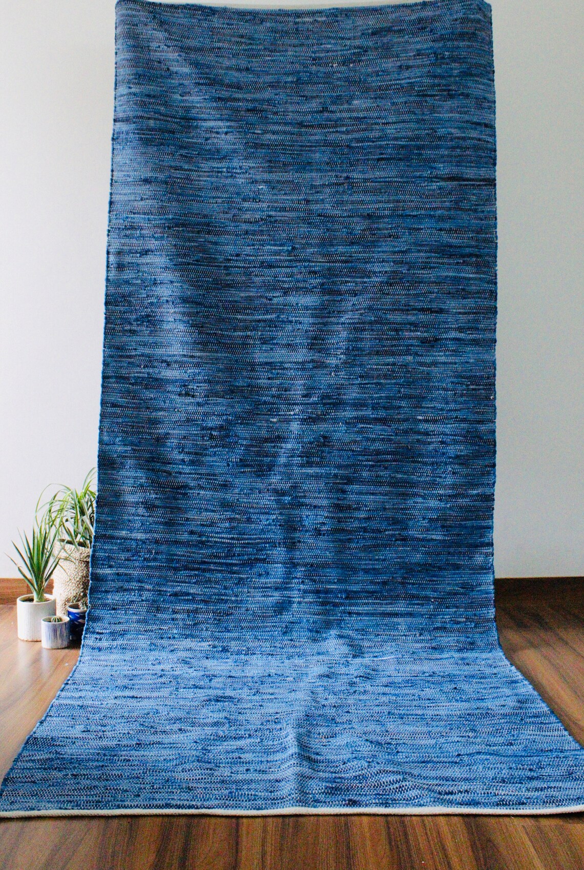 4 X 10 Handmade Rag Rug Indigo Gray Beige Chindi Rug - Etsy
