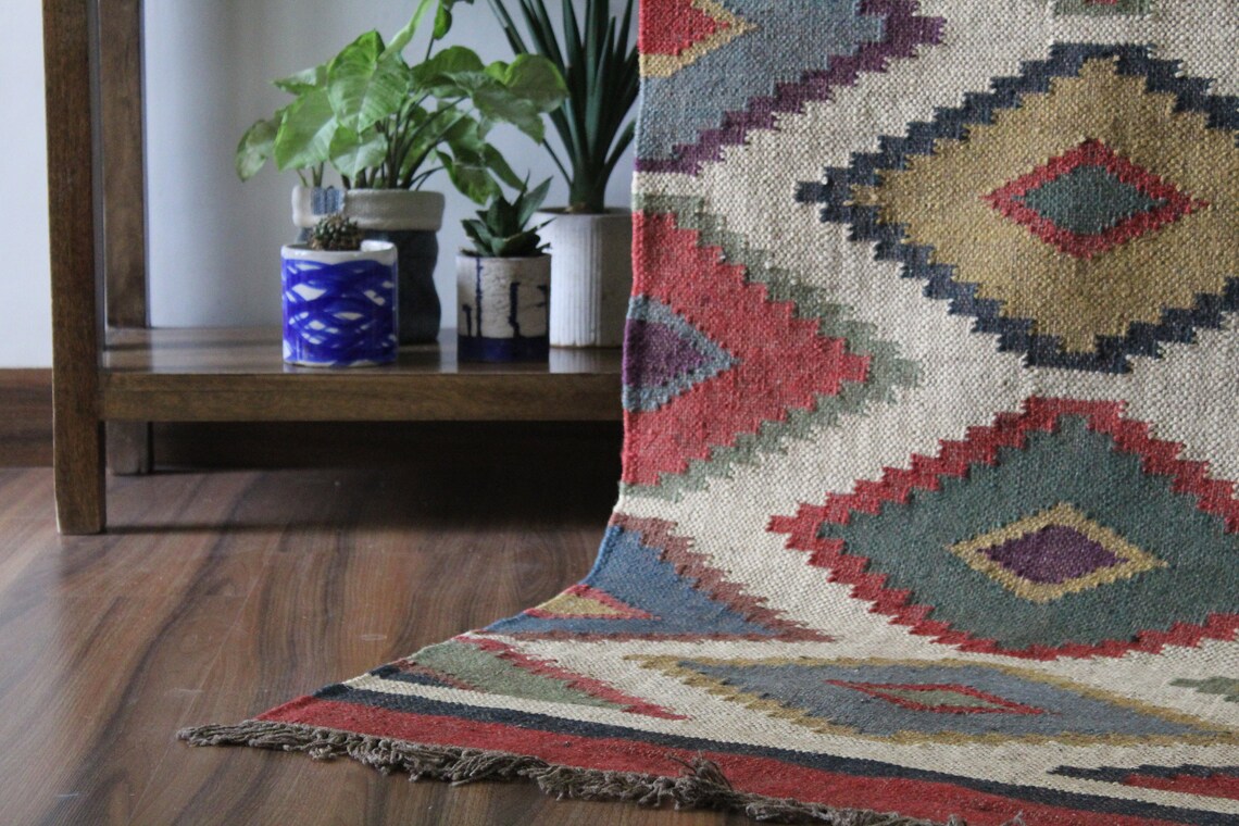 2.5 X 8 Runner Rug Handmade Kilim Red Multicolor Jute | Etsy