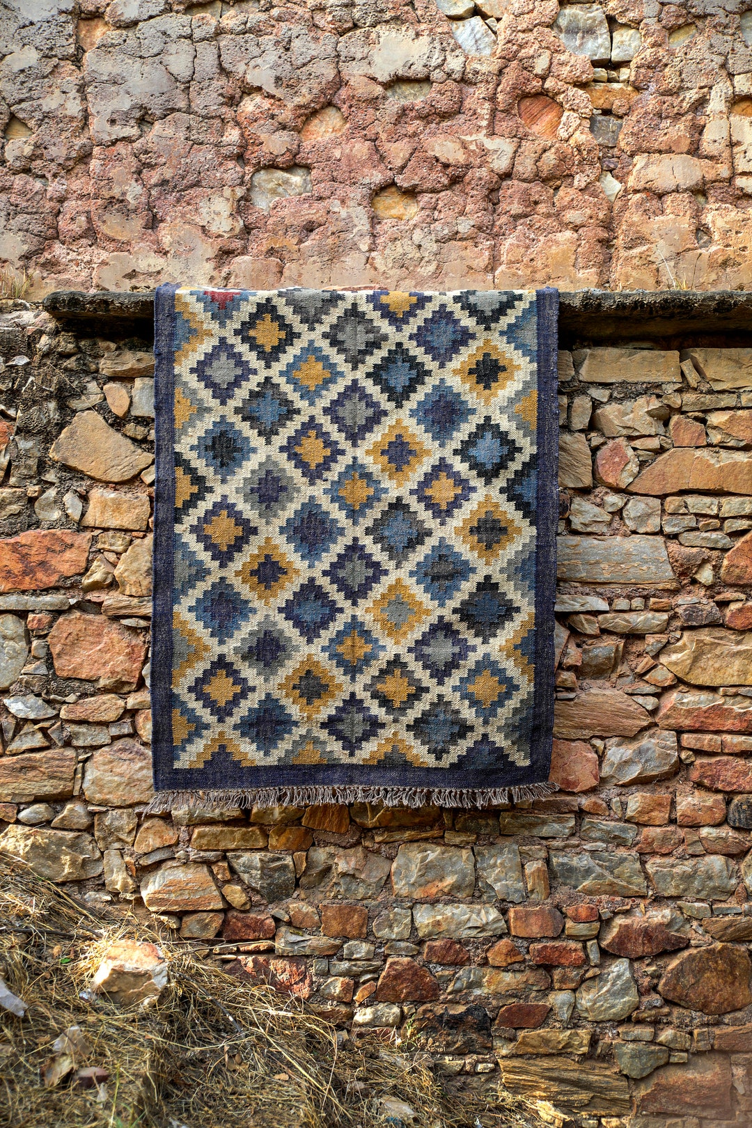 6 X 8 Handmade Wool and Jute Dhurrie Rug, Kilim Rug, Handmade, Home ...