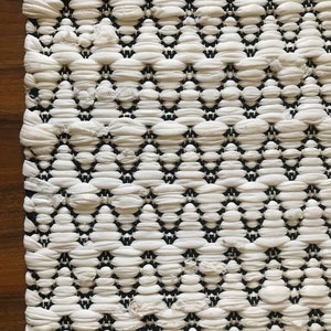 2 X 3 Reversible Handmade Rag Rug, Black and White, Chindi Rug, Dhurrie ...