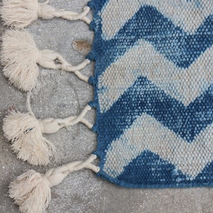 5 X 8, 6 X 9, Handmade Hand-dyed Indigo Rug, White/indigo, Traditional ...