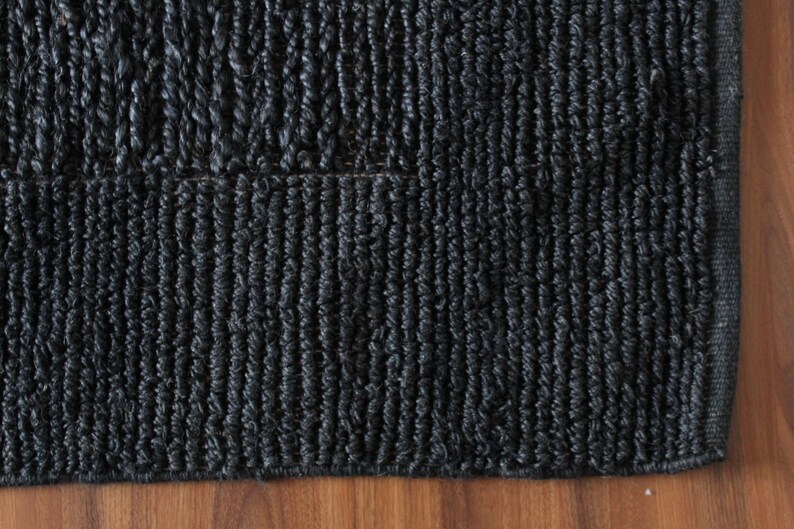 4 X 6 Handmade Hemp and Jute Rug Black Rug Dhurrie Fabric. | Etsy