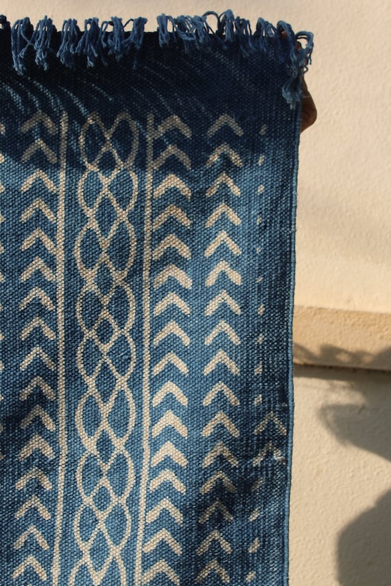 2 X 3 Handmade Hand-dyed Indigo Rug Small Mat White/indigo - Etsy