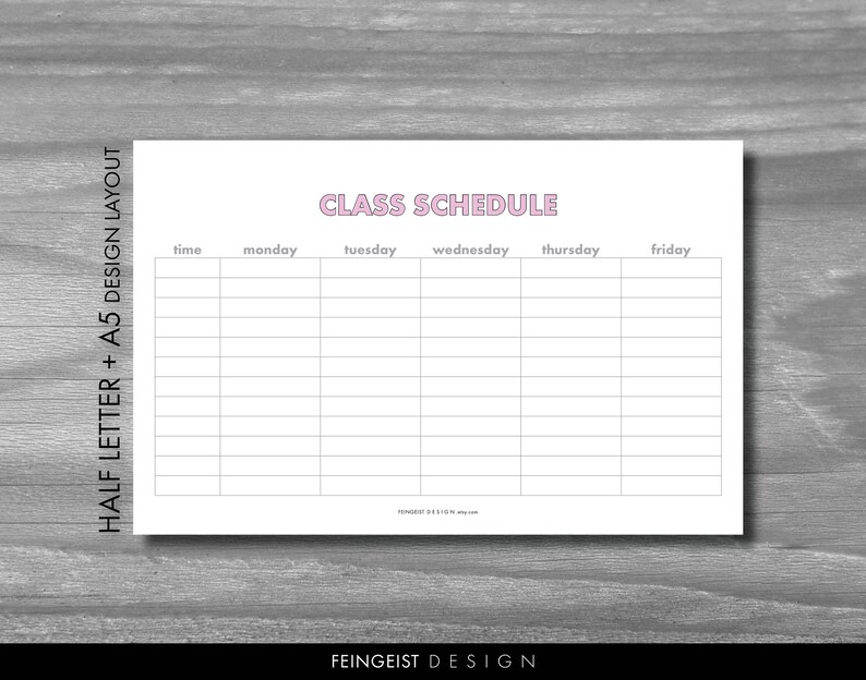CLASS SCHEDULE in Pink. Printable Pages/planner Inserts. 4 | Etsy