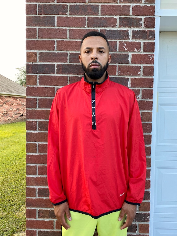 Vintage retro Nike Windbreaker Red/Black pullover Ja… - Gem