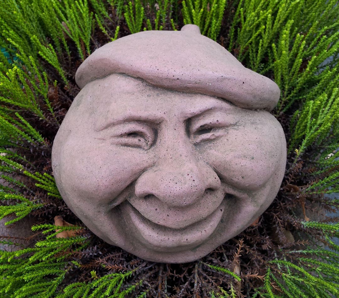 Stone Face Garden Guardian Garden Sculpture Garden Figurine - Etsy