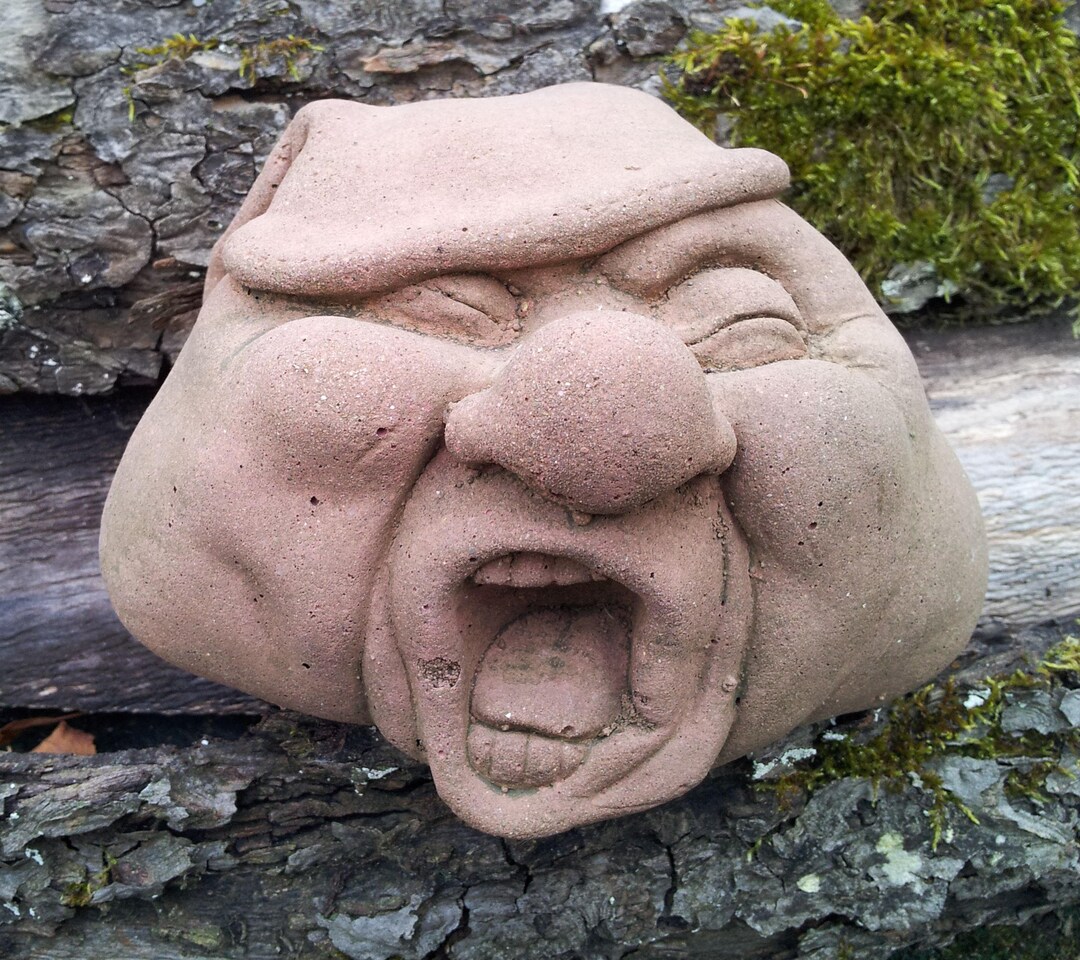 Stone Face Garden Garden Guard Garden Sculpture Garden Figure Ghost Guardian Sleepy Pebble ...