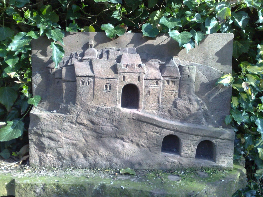 Stadtmauer Burg Festung Mauer Kunst Sandstein Platte Relief Wandbild A ...