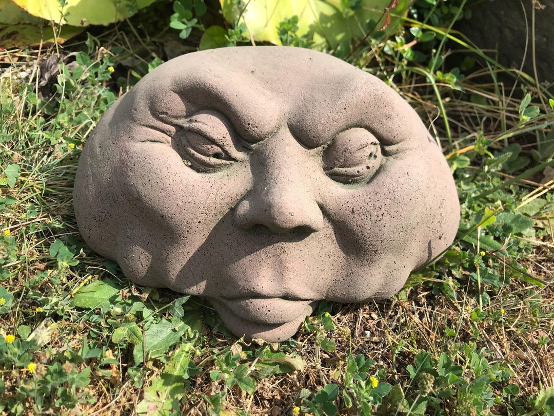 Stone Face Garden Garden Guardian Garden Sculpture Garden Figure Ghost Pointed Nose Grin Pebble ...