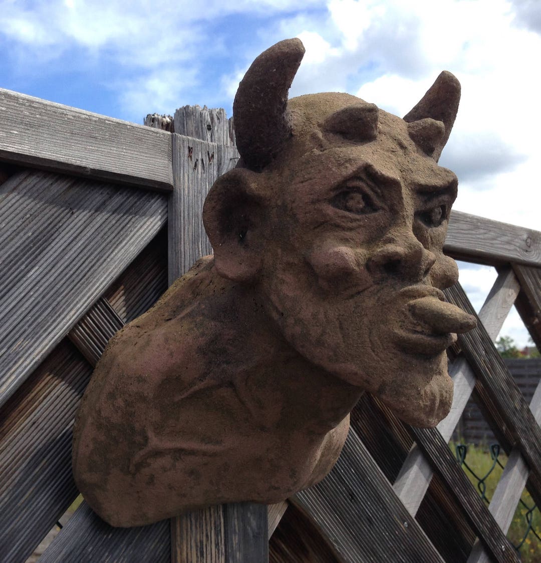 Teufel Luzifer Satan Dämon mit Hörnern Wand Skulptur zum aufhängen in ...
