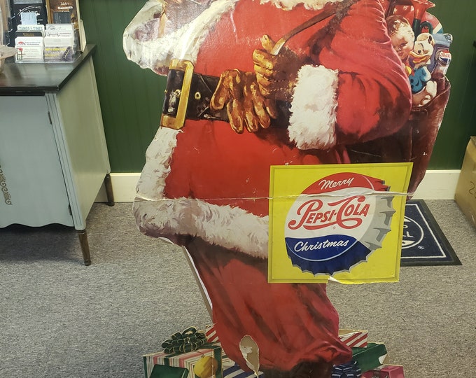 Large 50" Tall VTG Pepsi Santa Claus Stand up Cardboard Store Display ...