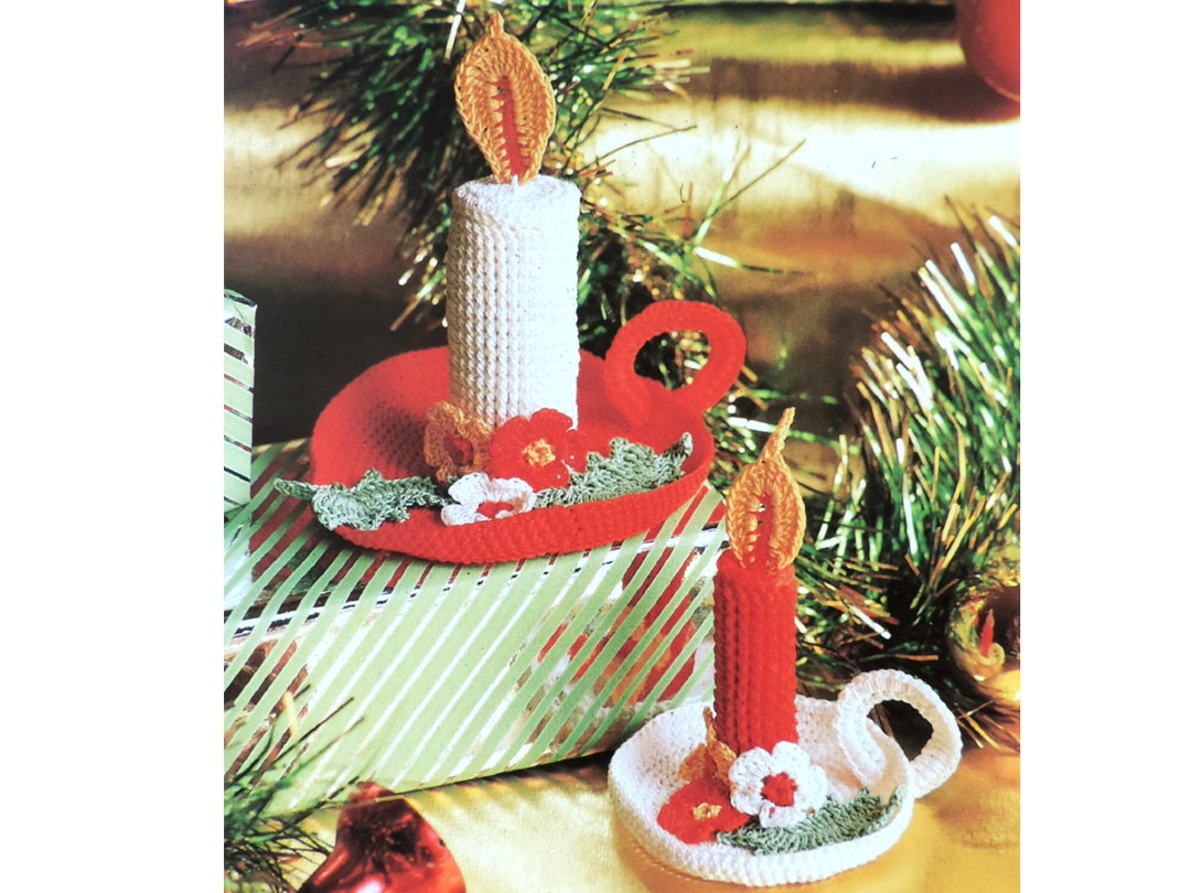 Christmas Candles Crochet Pattern PDF Seasonal Candlestick - Etsy