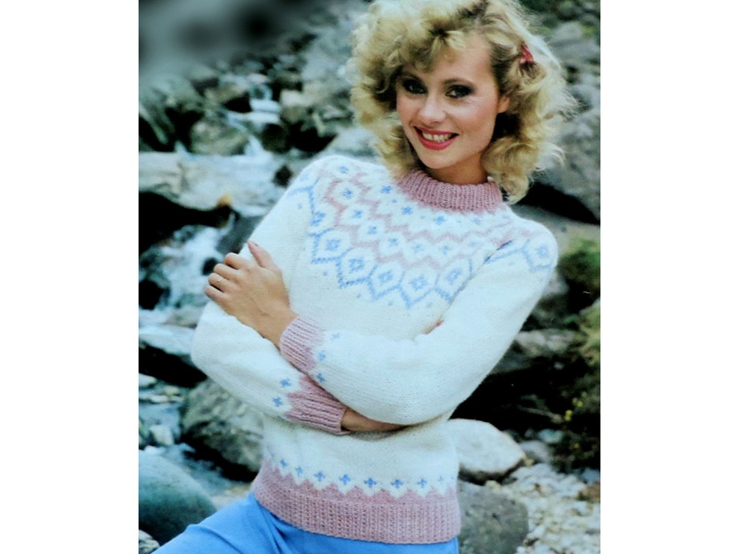 Fair Isle Yoke Sweater Knitting Pattern PDF Womens Ladies - Etsy Australia