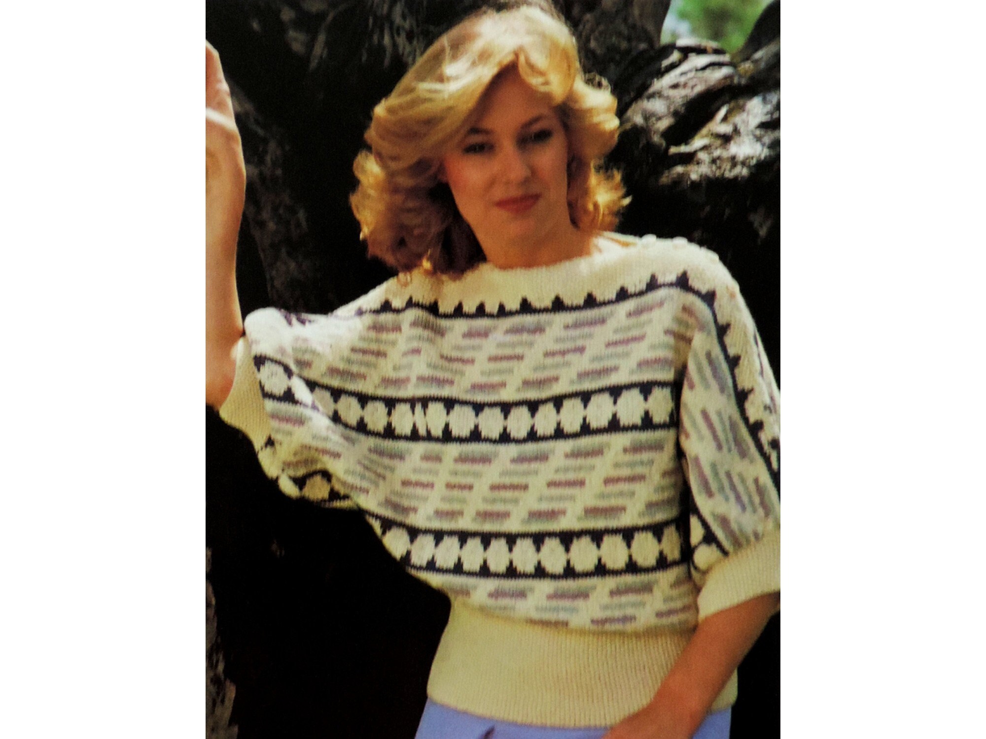 Womens DOLMAN SWEATER Knitting Pattern PDF Fair Isle Batwing | Etsy