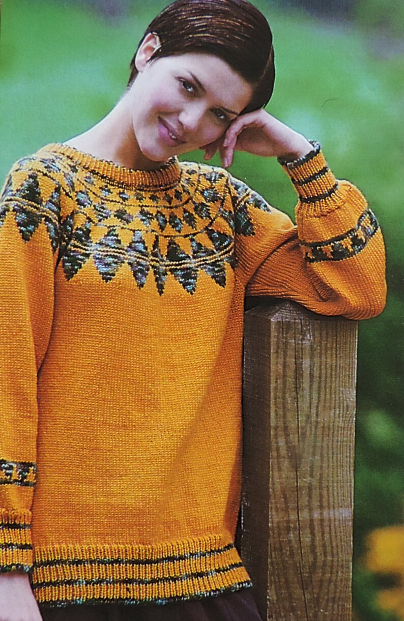 Fair Isle Yoke Sweater Knitting Pattern PDF Ladies Icelandic | Etsy
