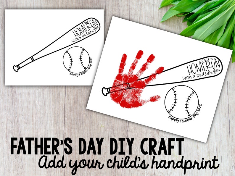 Father’s Day Handprint Craft, I Hit A Homerun, Baseball, Digital ...