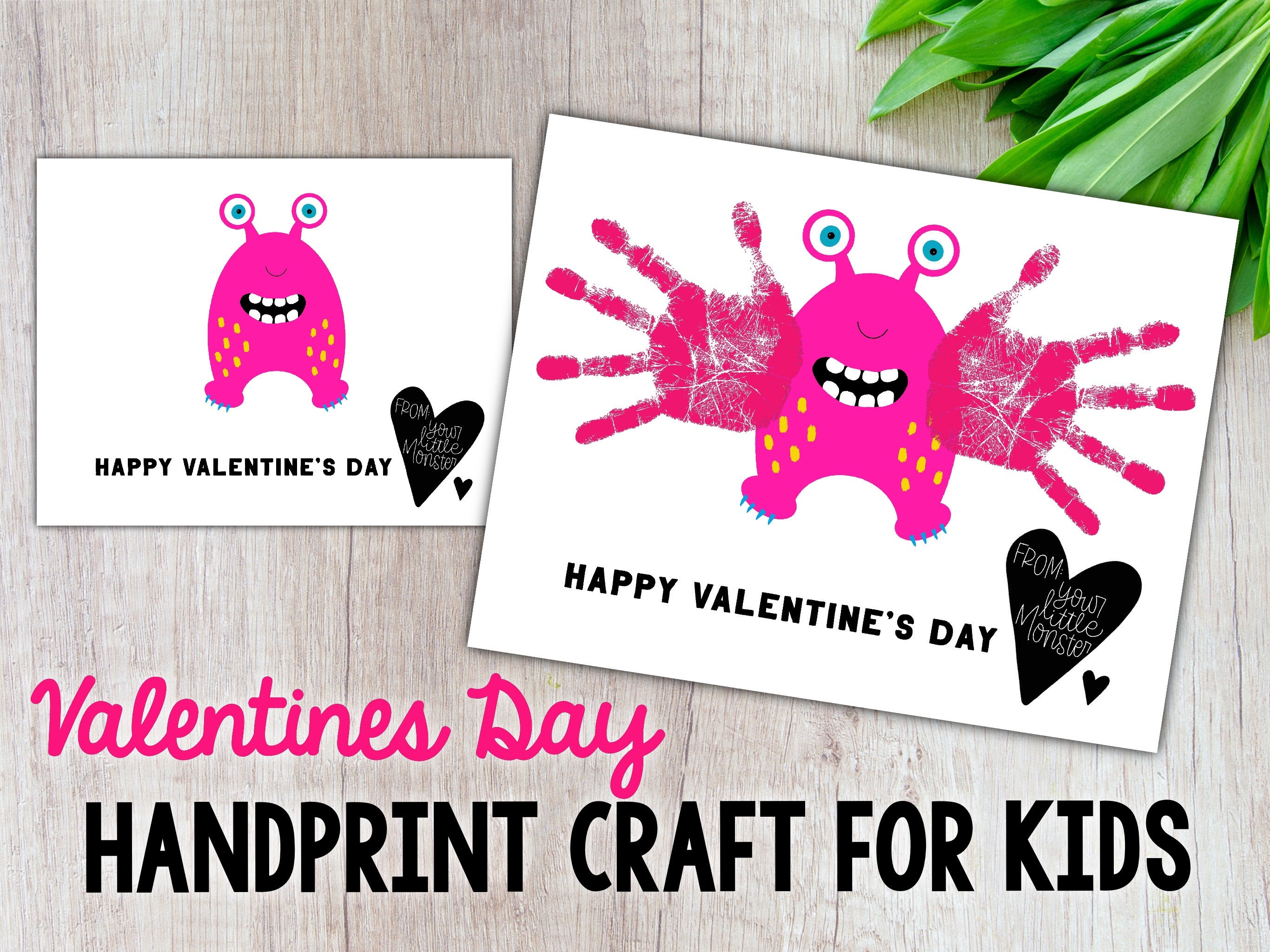 Valentines Day Handprint Craft Love Monster DIY Craft | Etsy