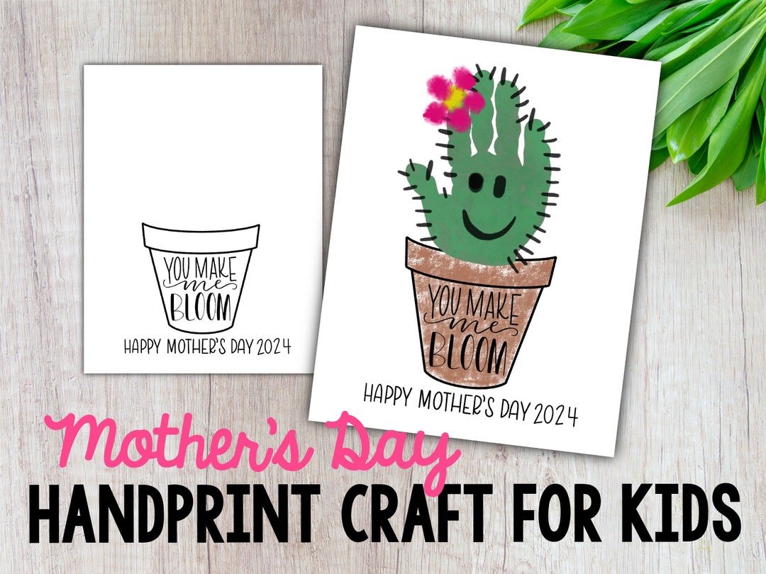 Mother’s Day Craft, DIY Handprint Craft, Mother’s Day Handprint, Cactus ...
