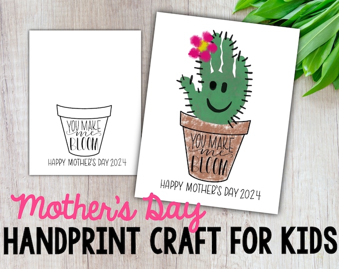 Mothers Day Craft, DIY Handprint Craft, Mothers Day Handprint, Cactus ...