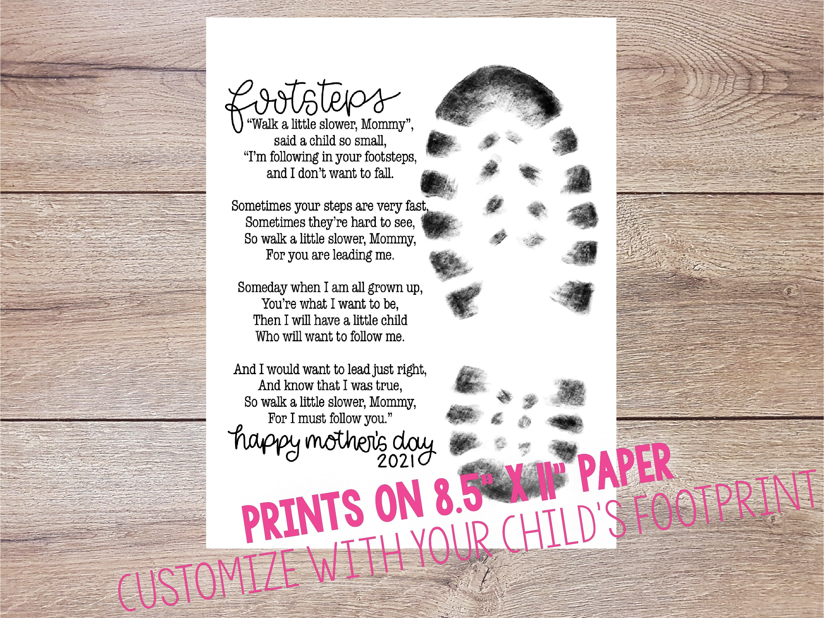 Mother’s Day Footprint, DIY Craft, Following in My Mom’s Shoes, Digital ...