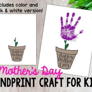 Mother’s Day Handprint Craft, Flower Pot, Digital Download, Printable ...