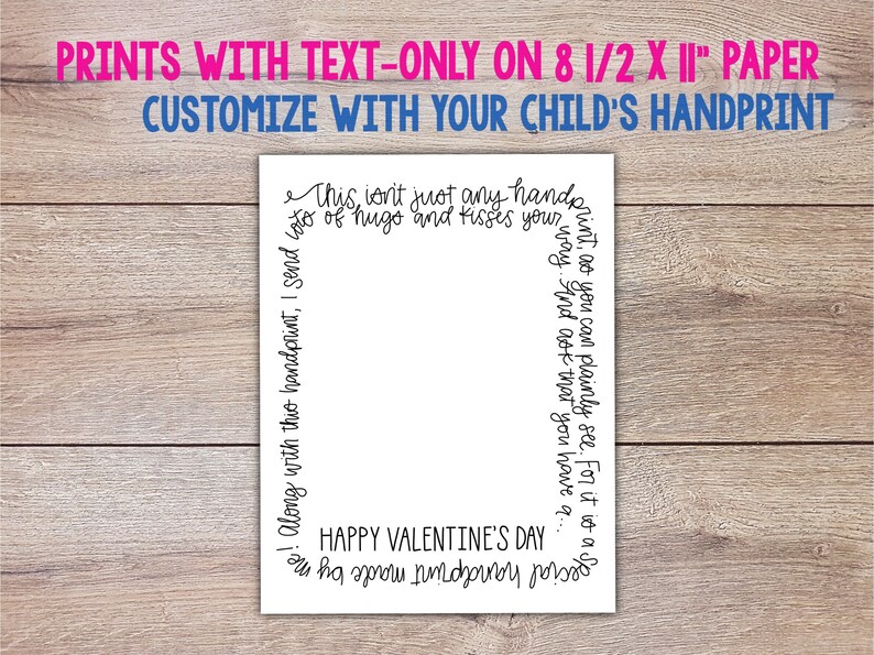 Valentines Day Handprint Craft, DIY Craft, Poem, Digital Download ...
