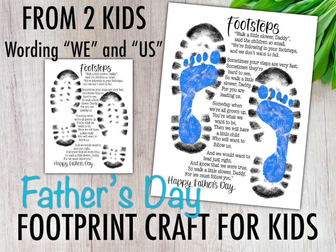Father’s Day Footprint Craft From Two Kids, Twins, Following in Your ...