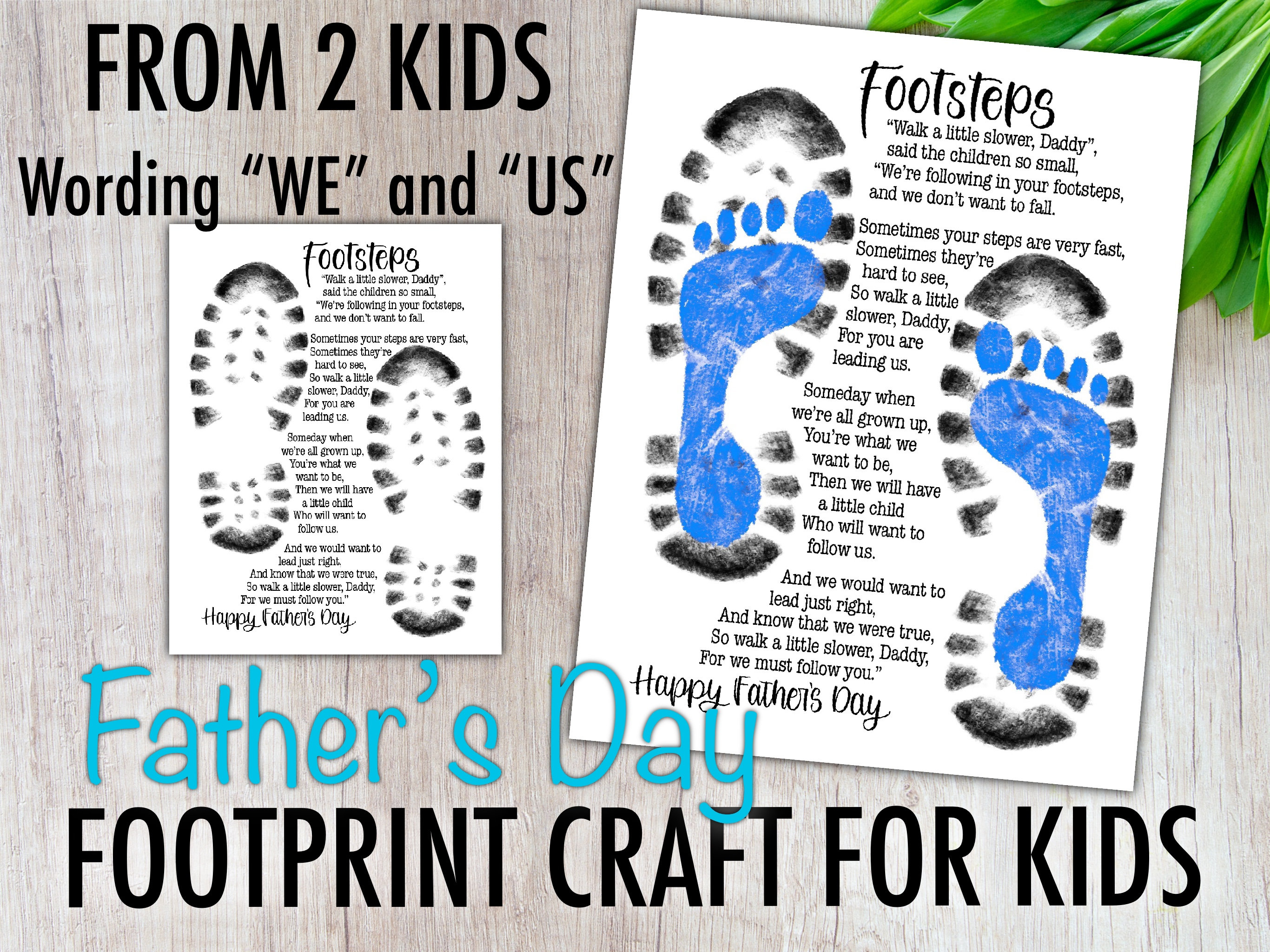 Fathers Day Footprint Craft from Two Kids Twins Following | Etsy