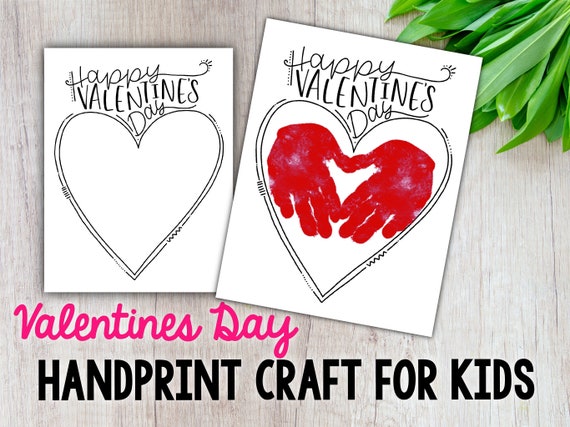 Valentines Day Handprint Craft Heart Digital Download | Etsy