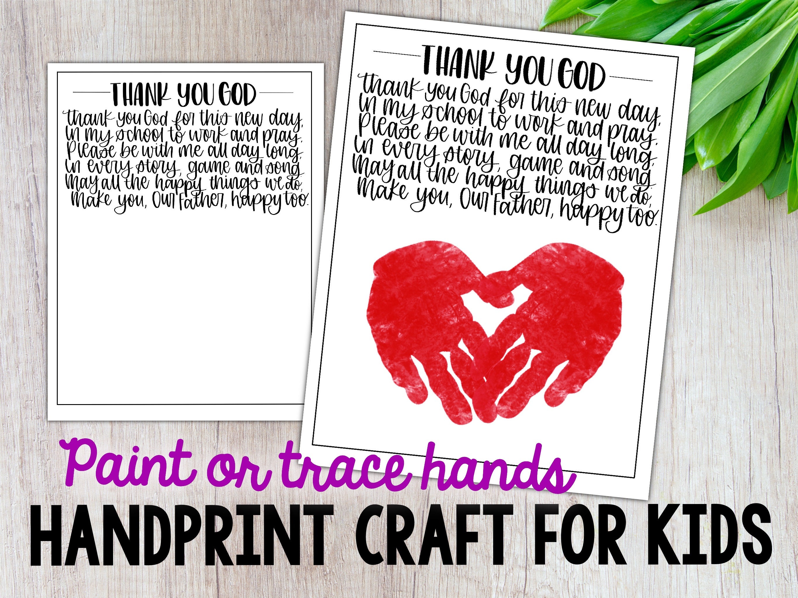 Thank You God School Prayer Handprint Craft Digital | Etsy