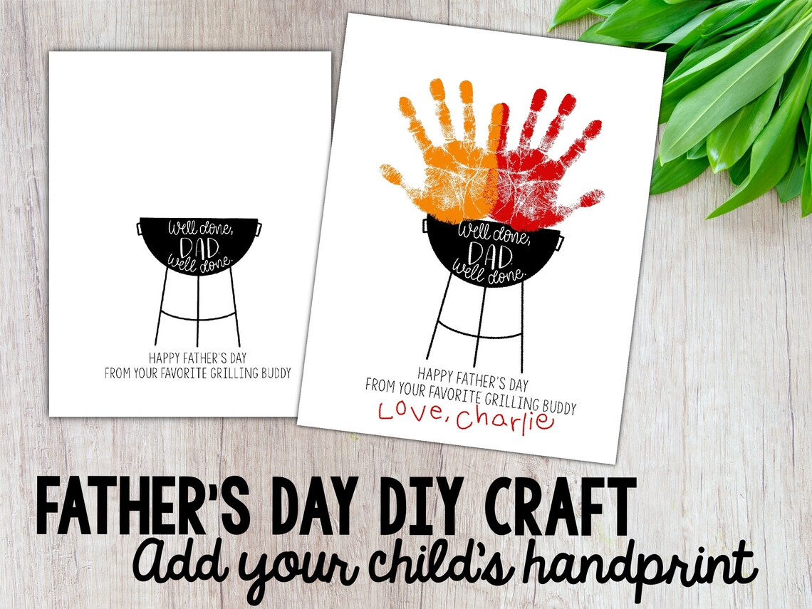 Fathers Day Grill Handprint Well Done Dad Craft Digital - Etsy UK