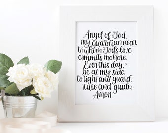 Guardian Angel of God Printable Prayer Poster Wall Art | Instant ...
