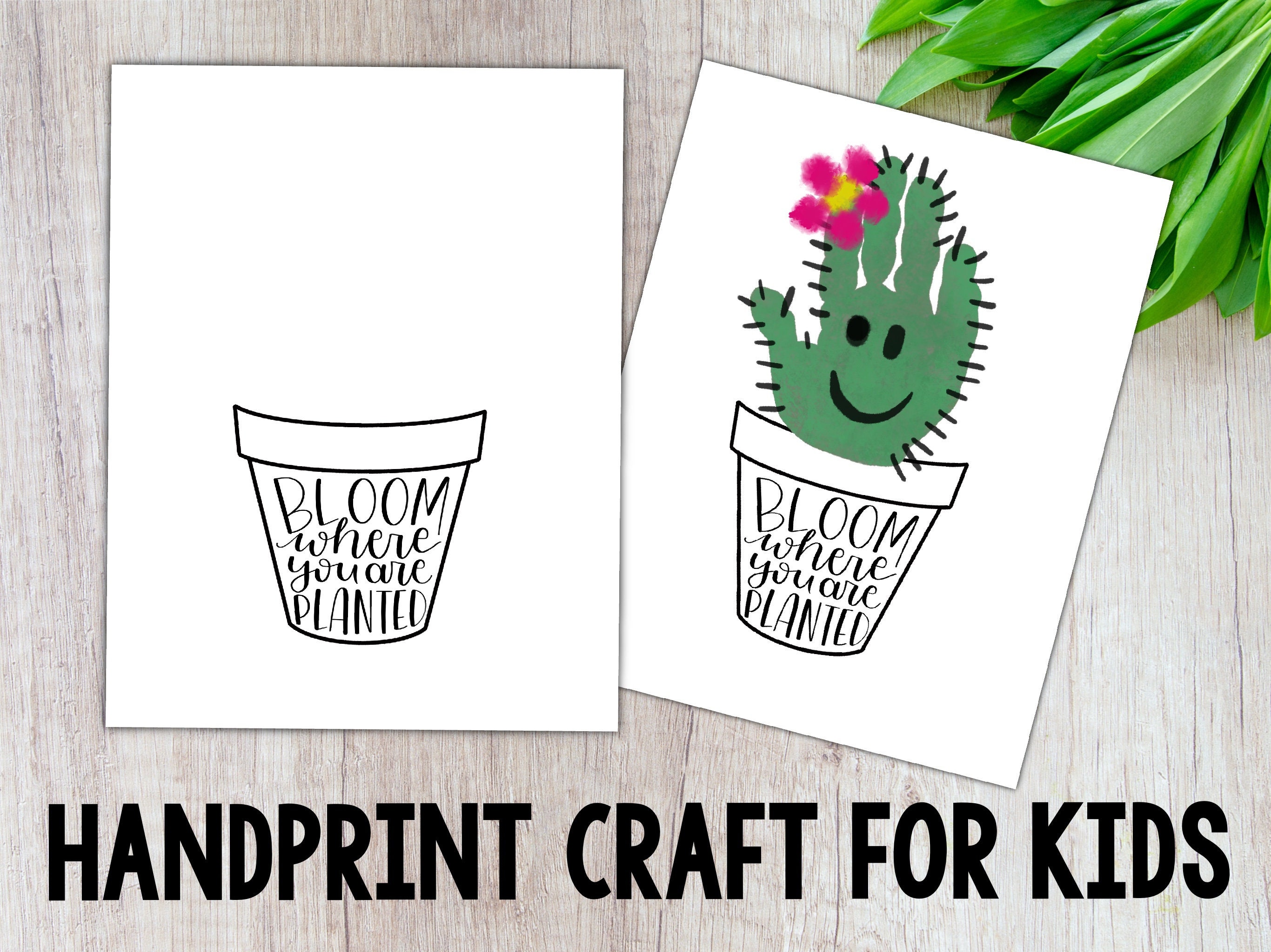Cactus Handprint Craft for Kids DIY Craft Bloom Where You | Etsy Singapore