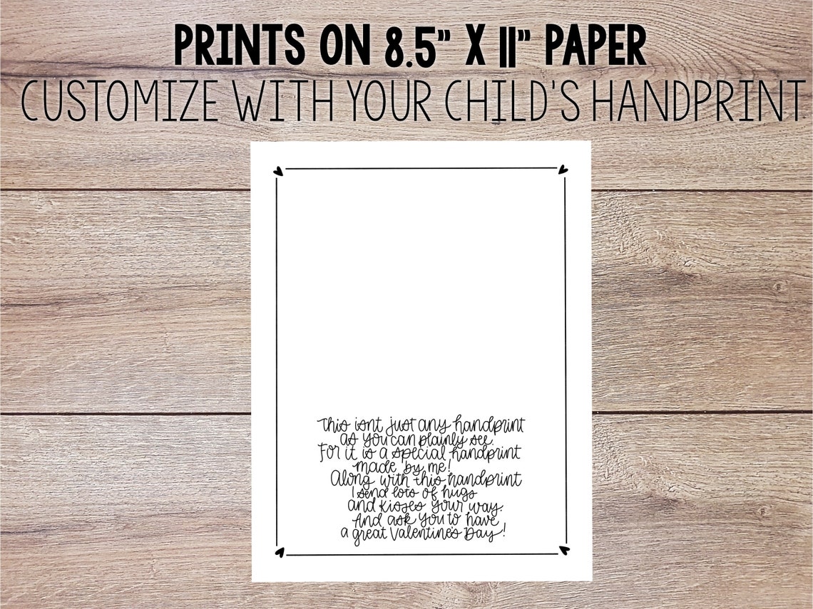 Valentines Day Handprint Craft DIY Craft Poem Digital - Etsy