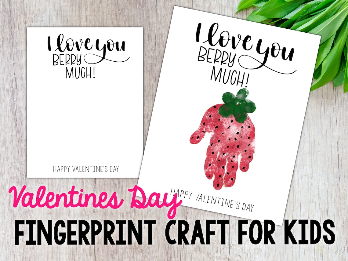 Valentines Day Handprint Craft for Kids I Love You Berry - Etsy