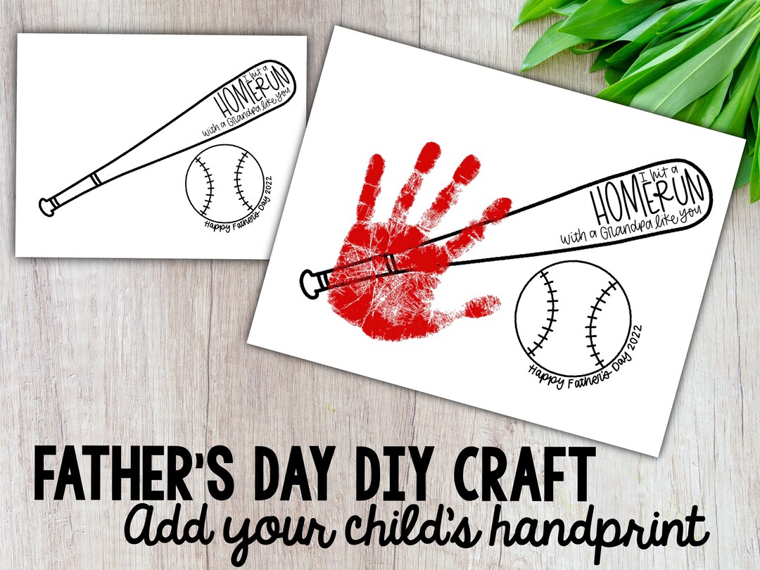 Father’s Day Grandpa Handprint Craft, I Hit A Homerun, Baseball ...