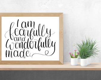 Printable Handprint Art I Am Fearfully and Wonderfully Made - Etsy