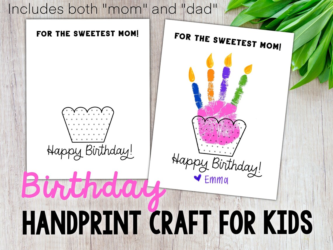 Birthday Handprint Craft Cupcake Handprint Sweetest Mom - Etsy