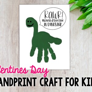Valentines Day Handprint Craft Dinosaur Handprint RAWR Means - Etsy