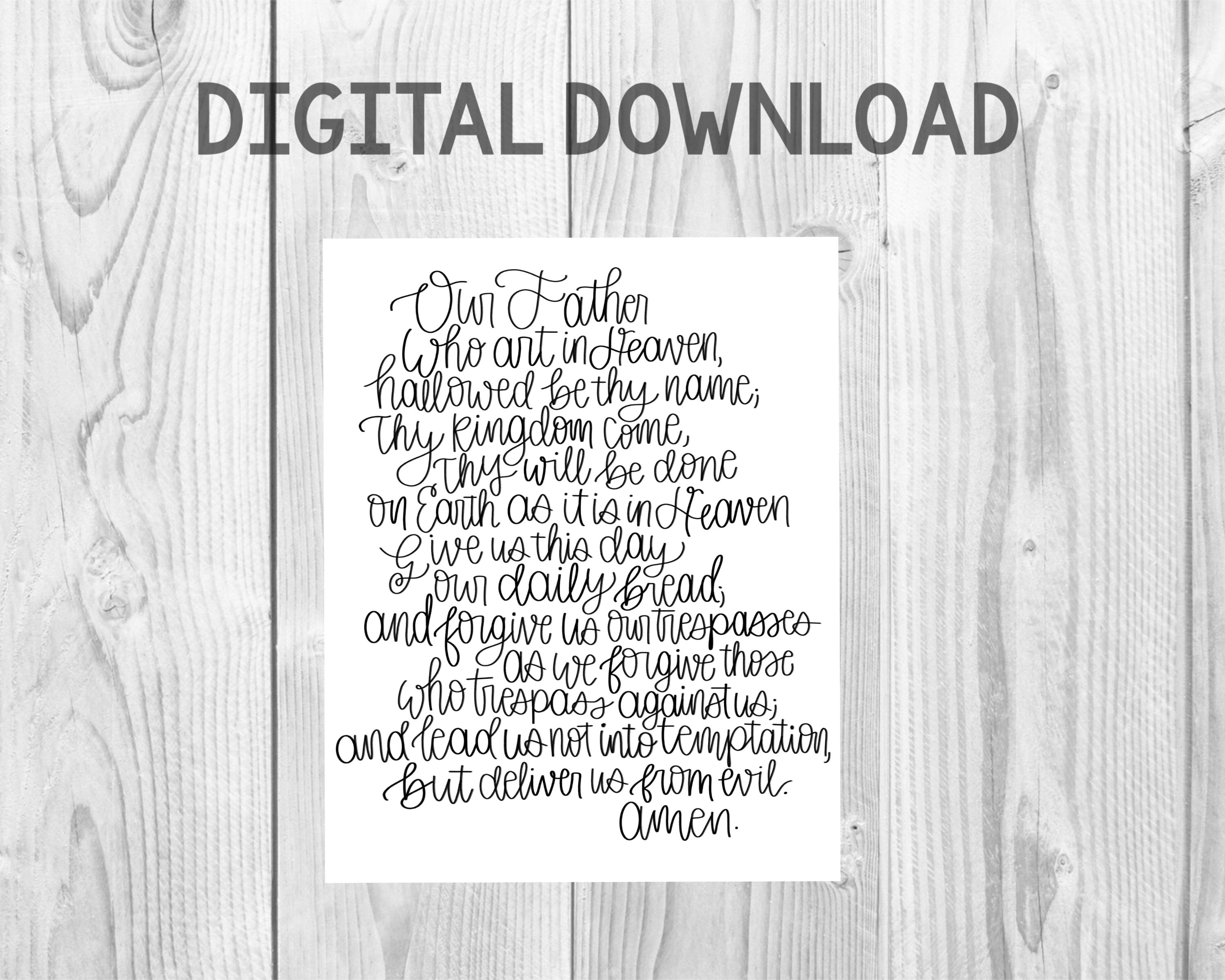 Our Father Lords Prayer Handwritten Prayer Digital | Etsy