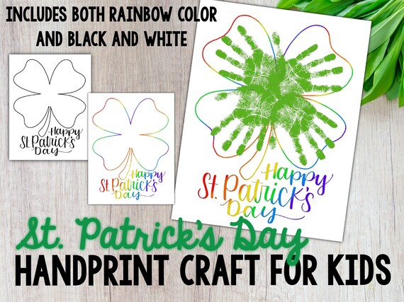 St. Patricks Day Craft Shamrock Handprint Digital Download | Etsy